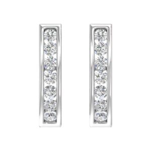 1 Carat Channel Set Diamond Women's Hoop Earrings in 14K White Gold