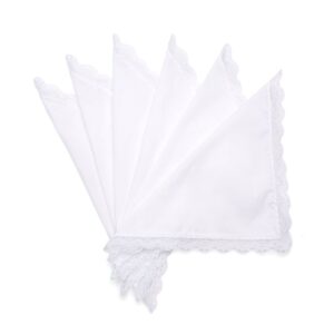 selected hanky ladies/women's solid white cotton handkerchief with lace for embroidery