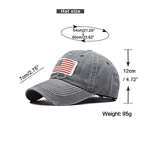 Distressed Ponytail Hat for Women American-Flag Pony Tail Caps High Bun Grey