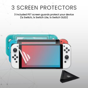 Accessory Kit for Nintendo Switch - SURGE Starterkit 2.0, 12-in-1 Accessory Starter Pack for Nintendo Switch, OLED Model & Lite, Protective EVA Case, Earbuds w/ Mic, 3x Screen Protectors, Thumb Grips, Game Storage, Cleaning Cloth