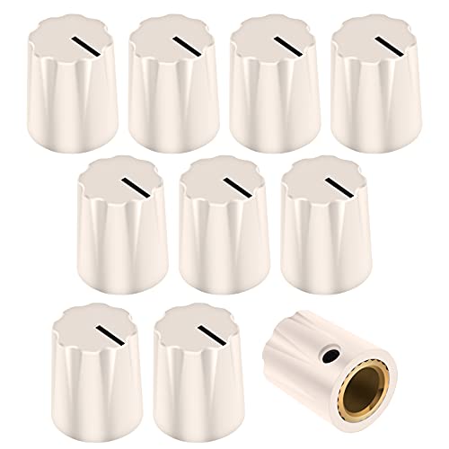 DAIERTEK Guitar Effect Knob 1/4 Potentiometer Knob Plastic Volume Control 1900 Davies Style 6.35MM Knob Metal Insert with Set Screw for Guitar Pedal Effect Cream -10Pcs