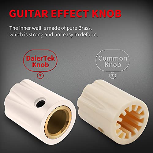 DAIERTEK Guitar Effect Knob 1/4 Potentiometer Knob Plastic Volume Control 1900 Davies Style 6.35MM Knob Metal Insert with Set Screw for Guitar Pedal Effect Cream -10Pcs