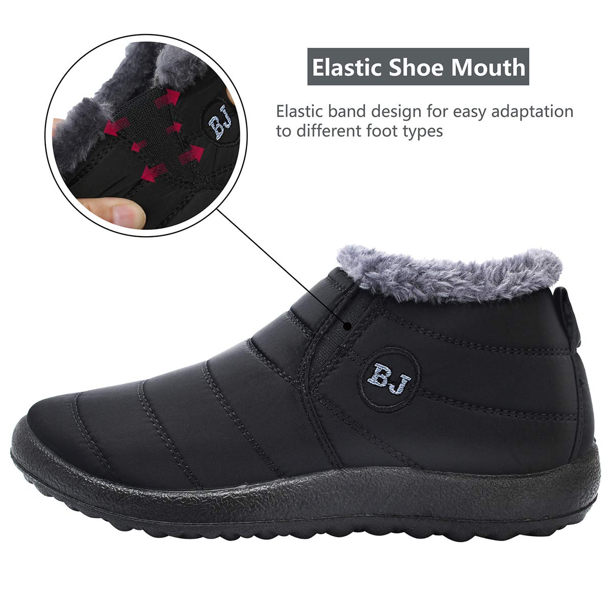 Scurtain Womens Comfort Snow Boots Non-slip Winter Booties Black 6.5 Women/6 Men