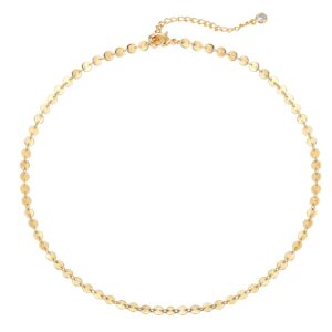 dremmy studios gold coin choker necklaces for women, dainty 14k gold plated stackable sequins cion disc choker necklaces for women