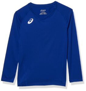 asics spin serve volleyball jersey short sleeve, team royal, x large