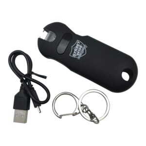 Streetwise Smart 24,000,000 Stun Gun Keychain Rechargeable with LED Flashlight - Personal Defense Equipment - Protection Keychain - Black