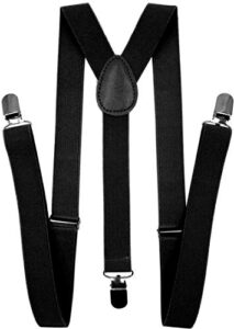 lolelai suspenders for women and men | elastic, adjustable, y-back | pant clips, tuxedo braces (1, black)