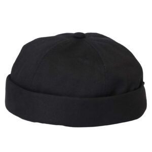 withmoons watch cap beanie cotton docker brimless harbour hat vz50060 (black)