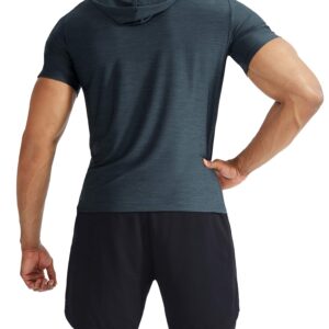 NELEUS Men's 3 Pack Dry Fit Running Shirt Workout Athletic Shirt with Hoods,Grey Black,Slate Gray,Light Grey,US L,EU XL