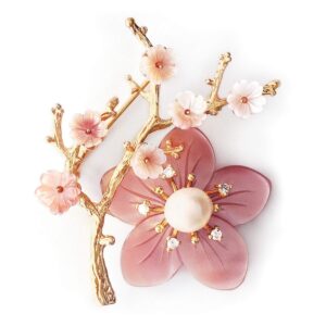 ccijing new year brooches for women with crystal, flower, rhinestone brooches pins elegant jewelry blossom fashionable gifts ladies bouquet brooches pin for birthday, party, new year, wedding（pink）