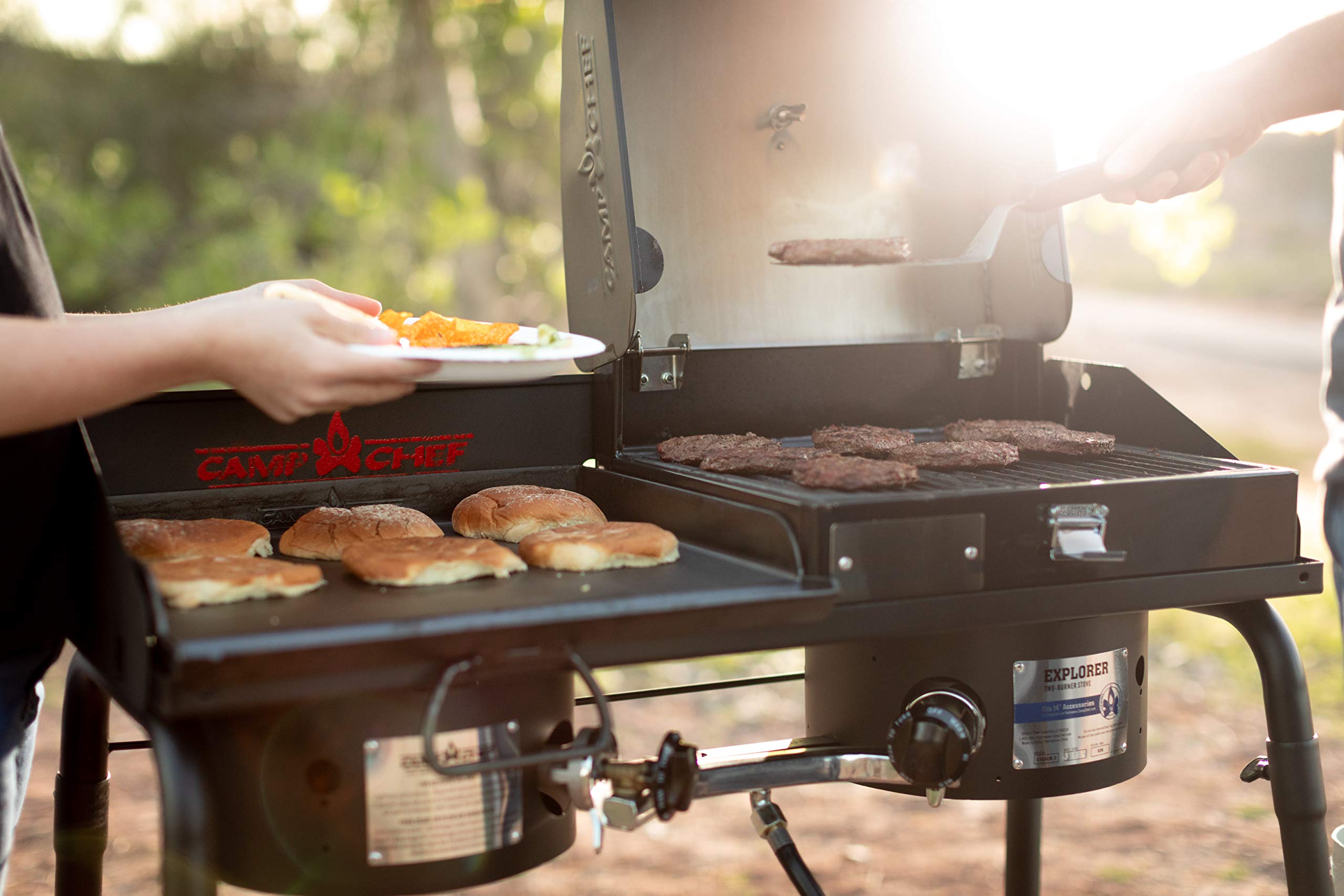 Camp Chef Tailgater Combo - Includes Explorer Two-Burner Camp Stove, Professional Grill Box & Professional Flat Top Griddle - Perfect for Tailgating, Camping & More