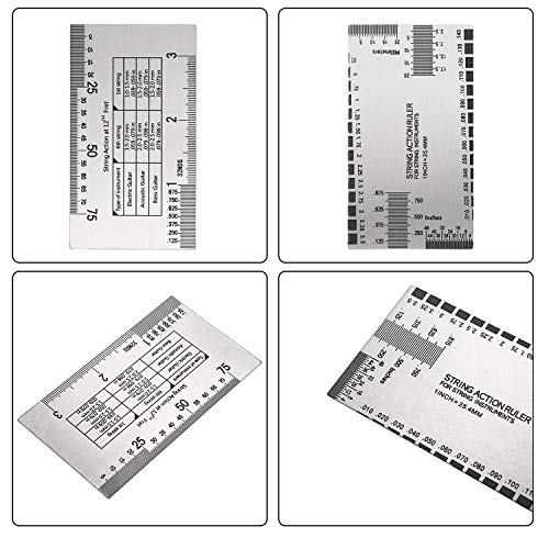 15 Pieces Guitar Luthier Tools Set Including Guitar Radius Gauge, String Action Ruler Gauge, 32 Blades Feeler Gauge, Guitar Notched Radius Gauges for Guitar and Bass Setup