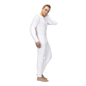 Thermal Underwear for Men (Thermal Long Johns) Sleeve Shirt & Pants Set, Base Layer w/Leggings Bottoms Ski/Extreme Cold White Small