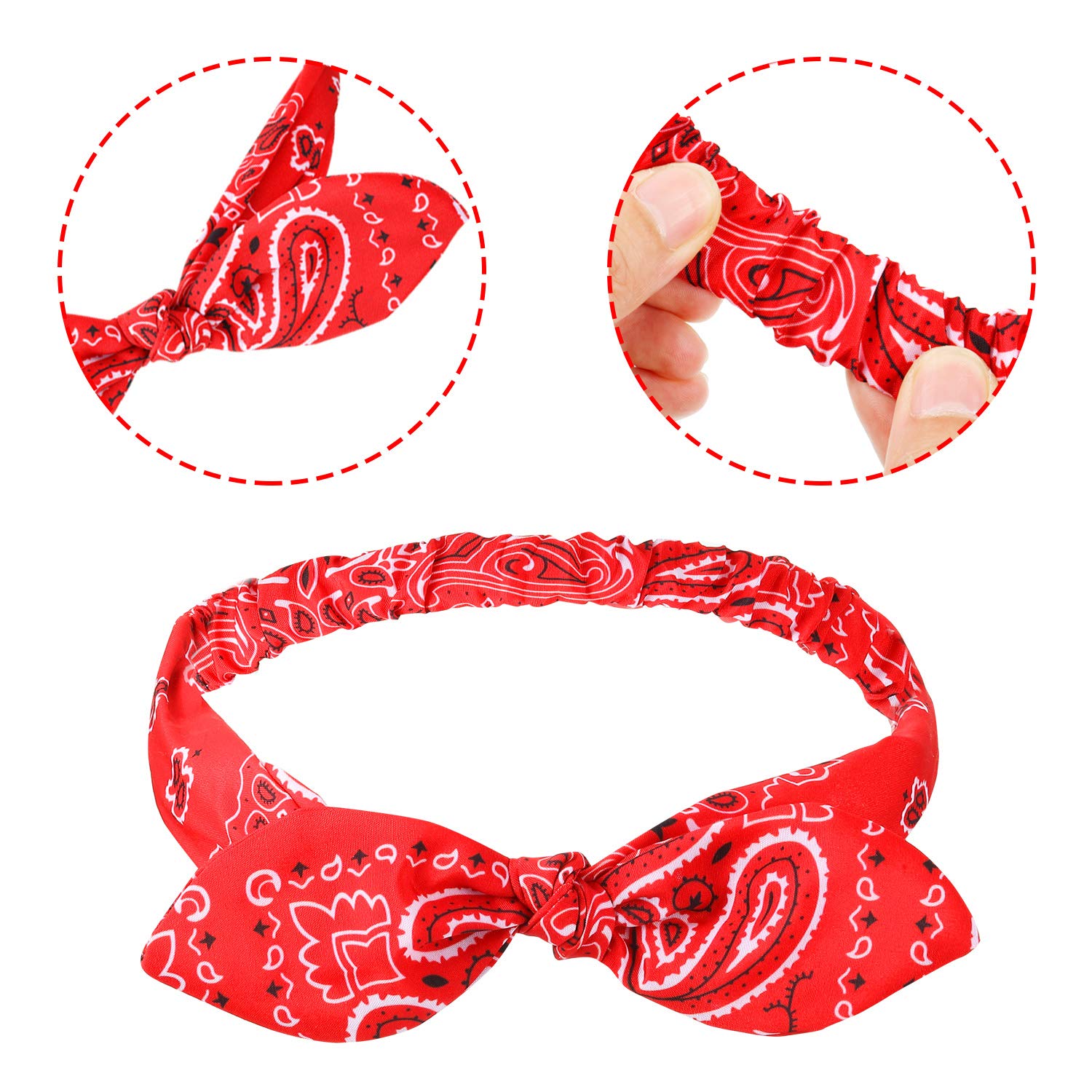 Hicarer Bandana 8 Pcs Retro Print Headbands Paisley Print Headband Headwrap for Girls and Women Knot Headbands