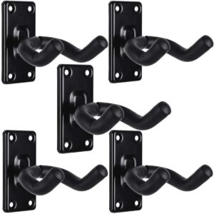 sound harbor guitar wall hanger mount 5 pack guitar hangers for wall black guitar hook holder for acoustic electric bass guitar and more