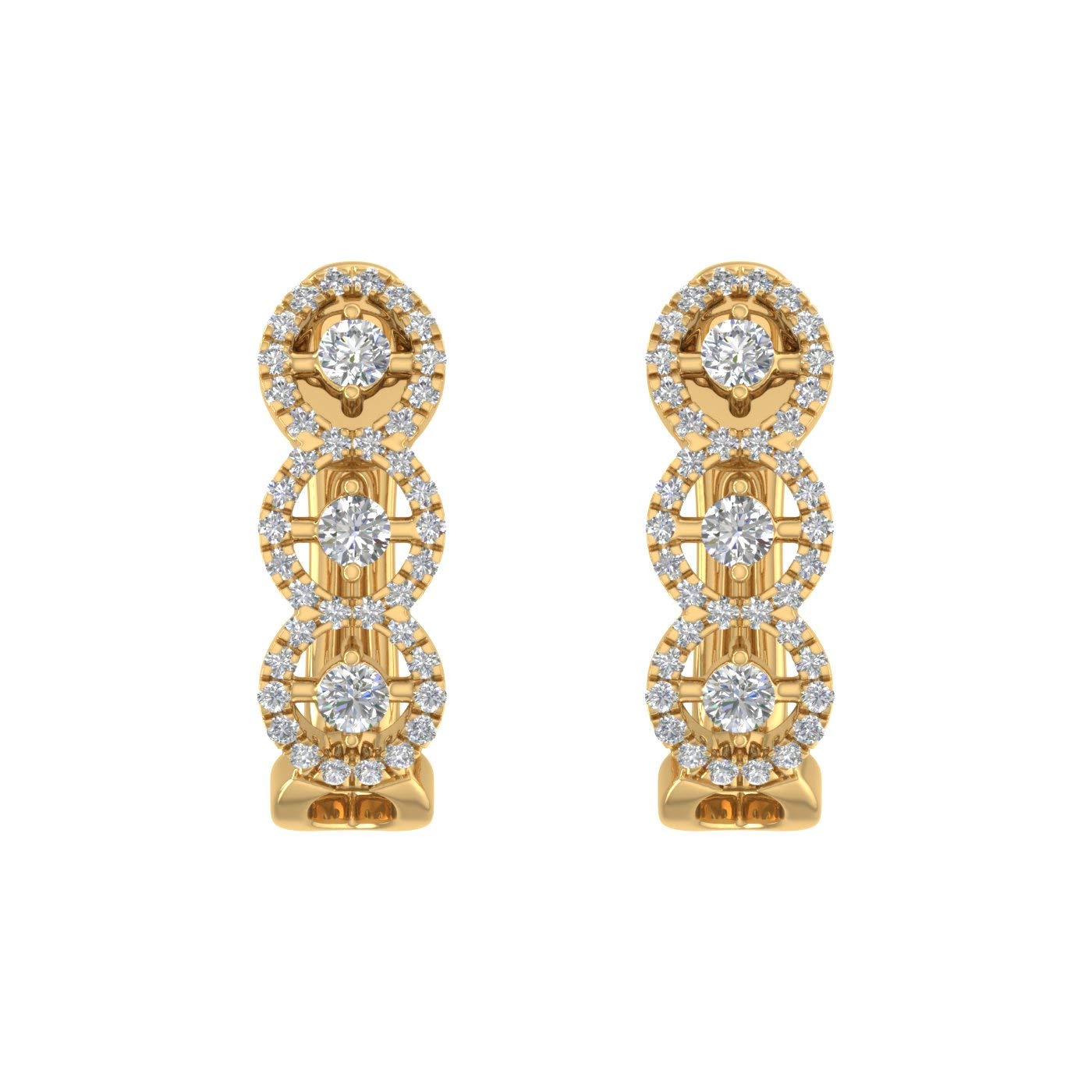 3/8 Carat Diamond Hoop Earrings in 10K Yellow Gold