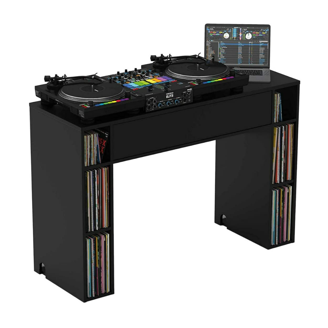 Glorious Modular 6-Part Design Mix Station for Professional DJ Applications with a Spacious Compartment (Black)