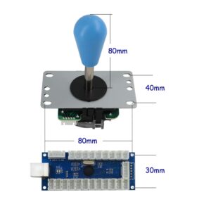 SJ@JX 2 Player Arcade Game Stick DIY Kit Buttons with Logo LED 8 Way Joystick USB Encoder Cable Controller for PC MAME Raspberry Pi Color Mix