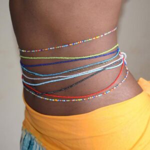 Nicute Plus Size African Waist Chain Beads Layered Belly Chain Stretchy Beach Bikini Waist Body Chain for Women (Pack of 10 Pieces)