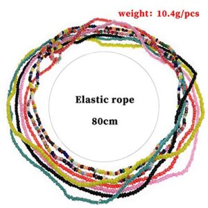 Nicute Plus Size African Waist Chain Beads Layered Belly Chain Stretchy Beach Bikini Waist Body Chain for Women (Pack of 10 Pieces)