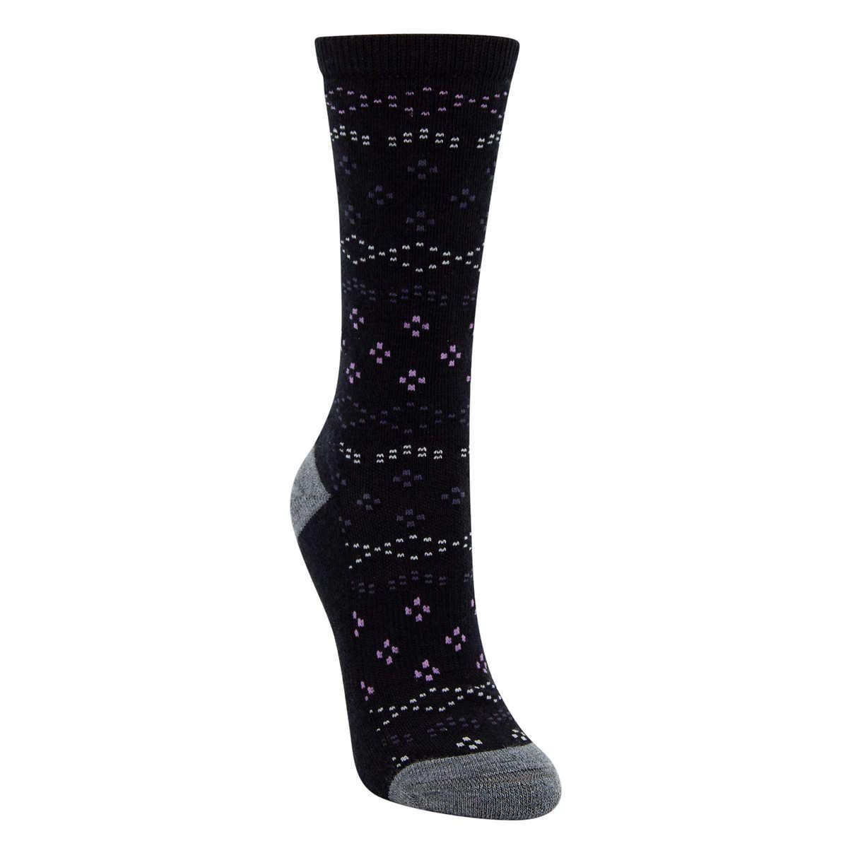 Kirkland Signature Womens 6 Pack Extra Fine Merino Wool Trail Socks (Black/Purple)