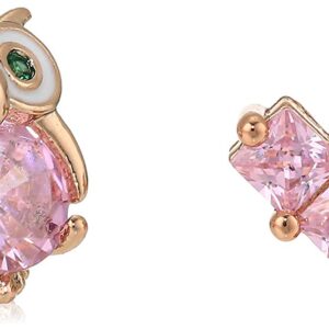 Betsey Johnson CZ Stone Delicate Owl & Heart Duo Stud Earrings Set