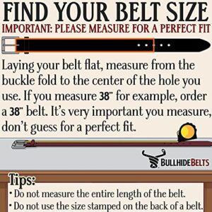 Bullhide Belts Mens Leather Belt for Casual Dress, 1.25" Wide, Black, 38 Inches