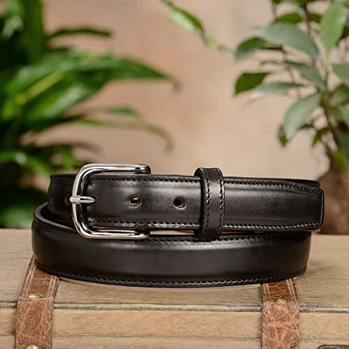 Bullhide Belts Mens Leather Belt for Casual Dress, 1.25" Wide, Black, 38 Inches