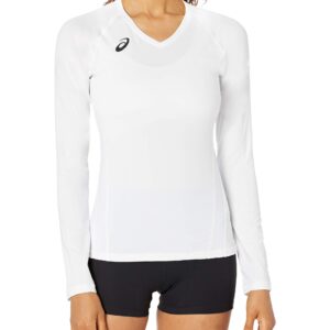 ASICS Spin Serve Volleyball Jersey Long Sleeve, Team White, Large