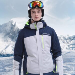 Orolay Men's Mountain Waterproof Ski Jacket Windproof Rain Jacket Winter Warm Snow Coat Blue L