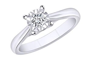 affy 1/4 carat round white natural diamond solitaire engagement wedding ring in 10k solid white gold (0.25 cttw) ring size-8