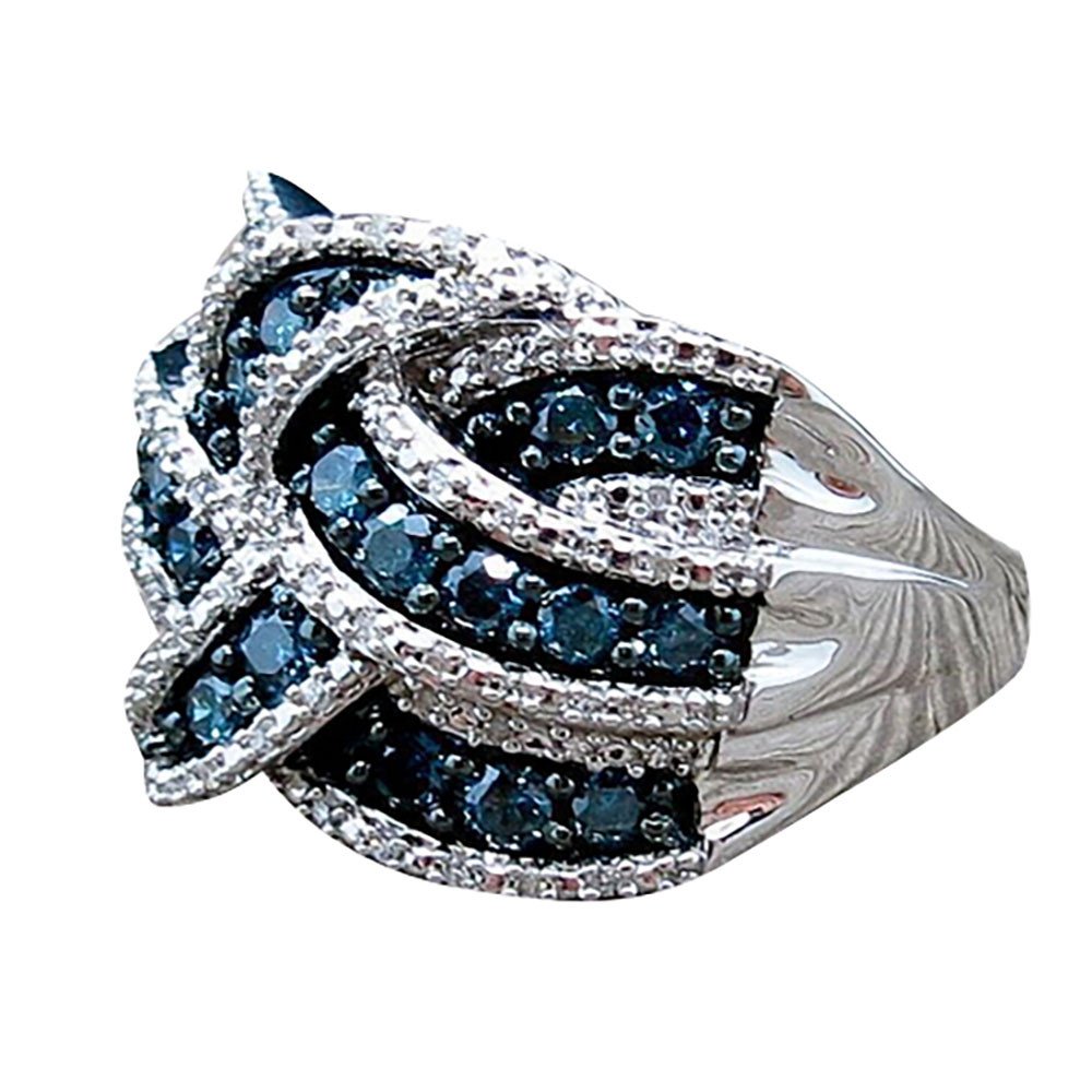 Luxury and Shining Electroplate 925 Silver Blue Sapphire Ring Women Engagement Bridal Gifts Jewelry