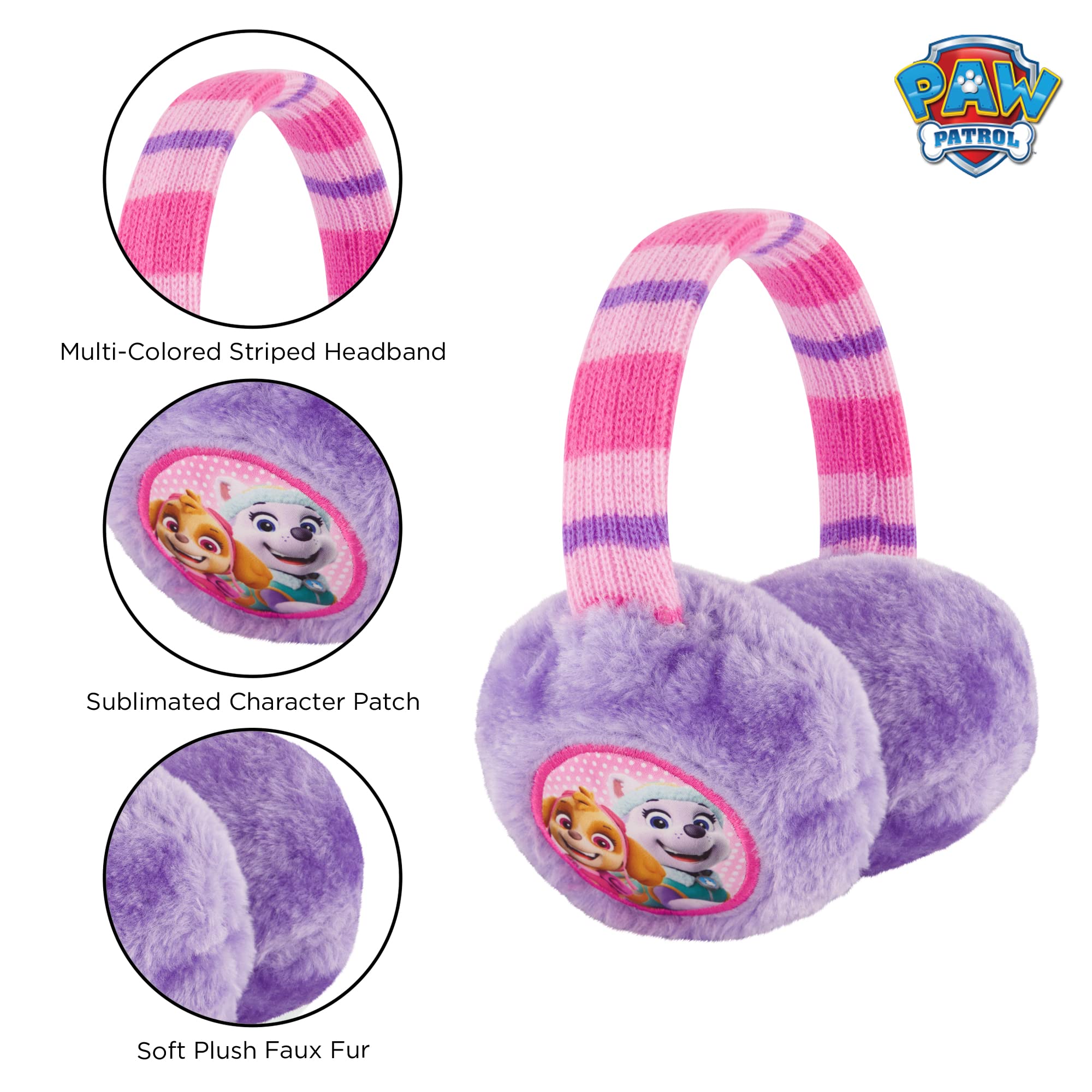 Nickelodeon Winter Earmuffs and Kids Gloves Set, Paw Patrol Skye and Everest, Purple, Girls Ages 4-7