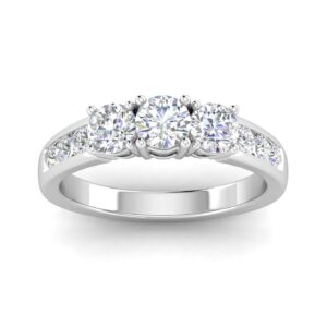 1.50ctw diamond three stone ring with side stones in 14k white gold (1.50ctw, h-i, i2-i3)