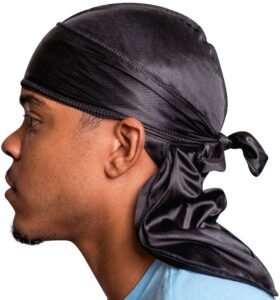 veeta superior silk durag - smooth silk durag for men & women, long double wide straps, outside seam triple stitch du rag