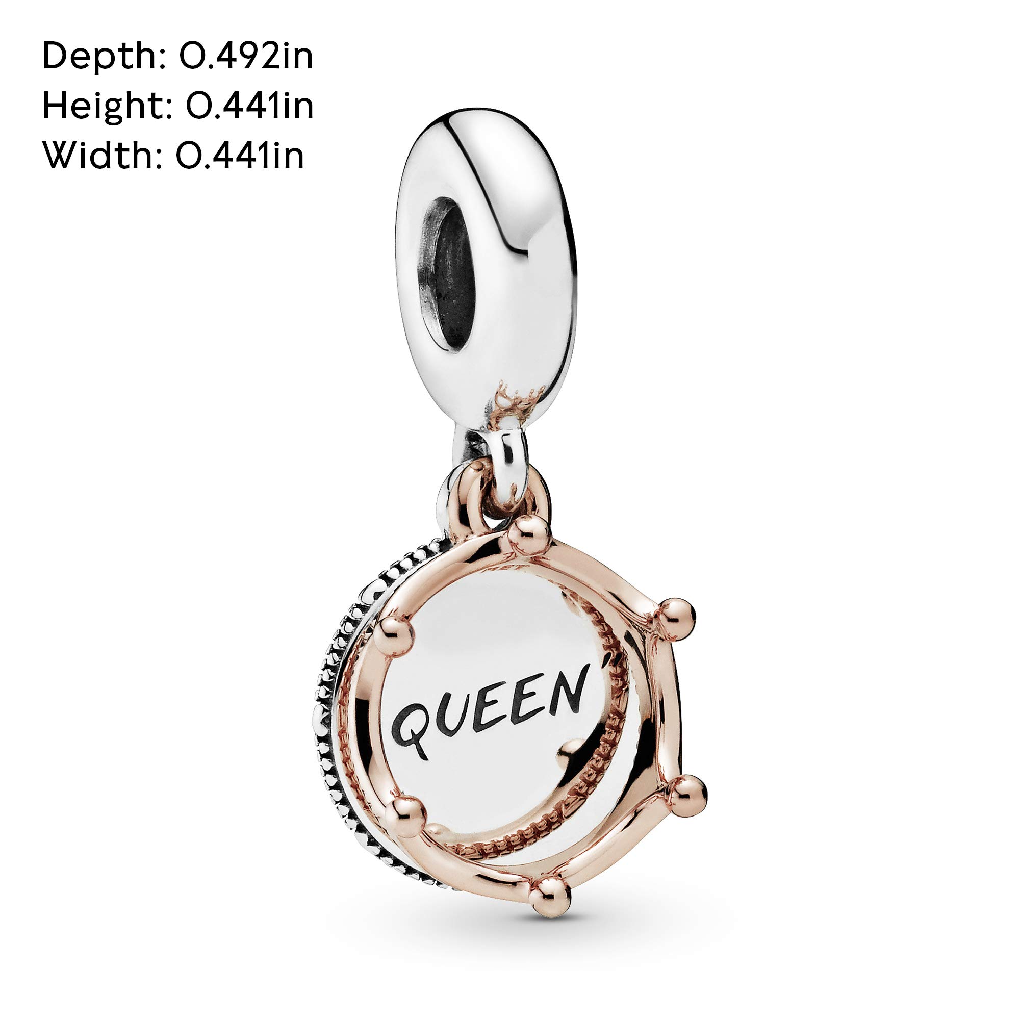 Pandora Jewelry Queen & Regal Crown Dangle Charm - Queen Jewelry Charm for Pandora Charm Bracelets - Perfect for Holiday, Anniversary, or Birthday Gift - Two Tone, No Box