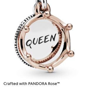 Pandora Jewelry Queen & Regal Crown Dangle Charm - Queen Jewelry Charm for Pandora Charm Bracelets - Perfect for Holiday, Anniversary, or Birthday Gift - Two Tone, No Box