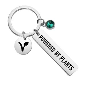 myospark vegetarian gift powered by plants vegan symbol keychain vegetarian jewelry animal rights gift for animal lover (powered by plants keychain)