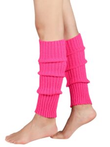 leg warmers for women 80s fashion costumes ribbed knit knee high socks for party accessories rose pink