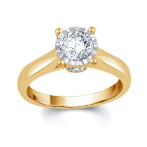 beyond brilliance 1.00 carat diamond,prong set engagement ring in 14k yellow gold. (i-j, i2-i3) natural diamond engagement ring for women, gift box included