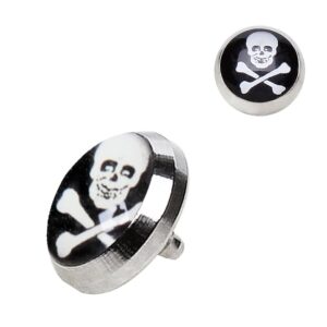 316l stainless steel pirate skull logo dermal anchor top (pirate skull)