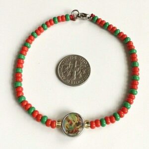 ALEX AND ELSA SAINT MICHAEL BEAD BRACELET FOR PROTECTION 7.5" LONG/PULSERA DE SAN MIGUEL PARA PROTECCION 7.5 LARGO