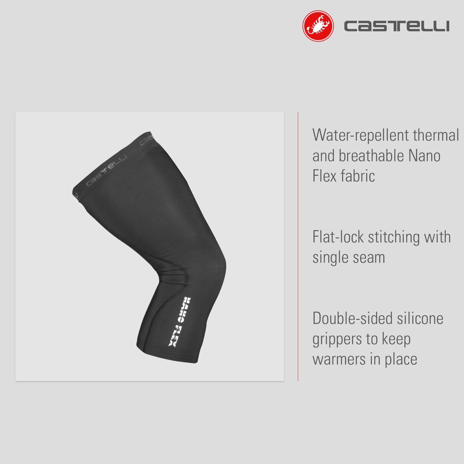 Castelli Nano Flex 3G Kneewarmer for Men & Women | Road and Gravel Biking I Cycling - Black - Medium