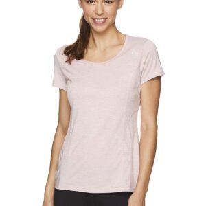 Reebok Womens Varigated Heathered Basic T-Shirt, Pink, Small