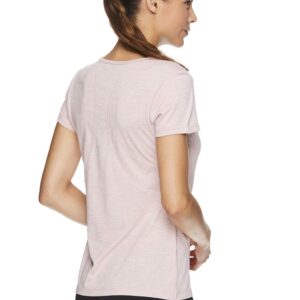 Reebok Womens Varigated Heathered Basic T-Shirt, Pink, Small