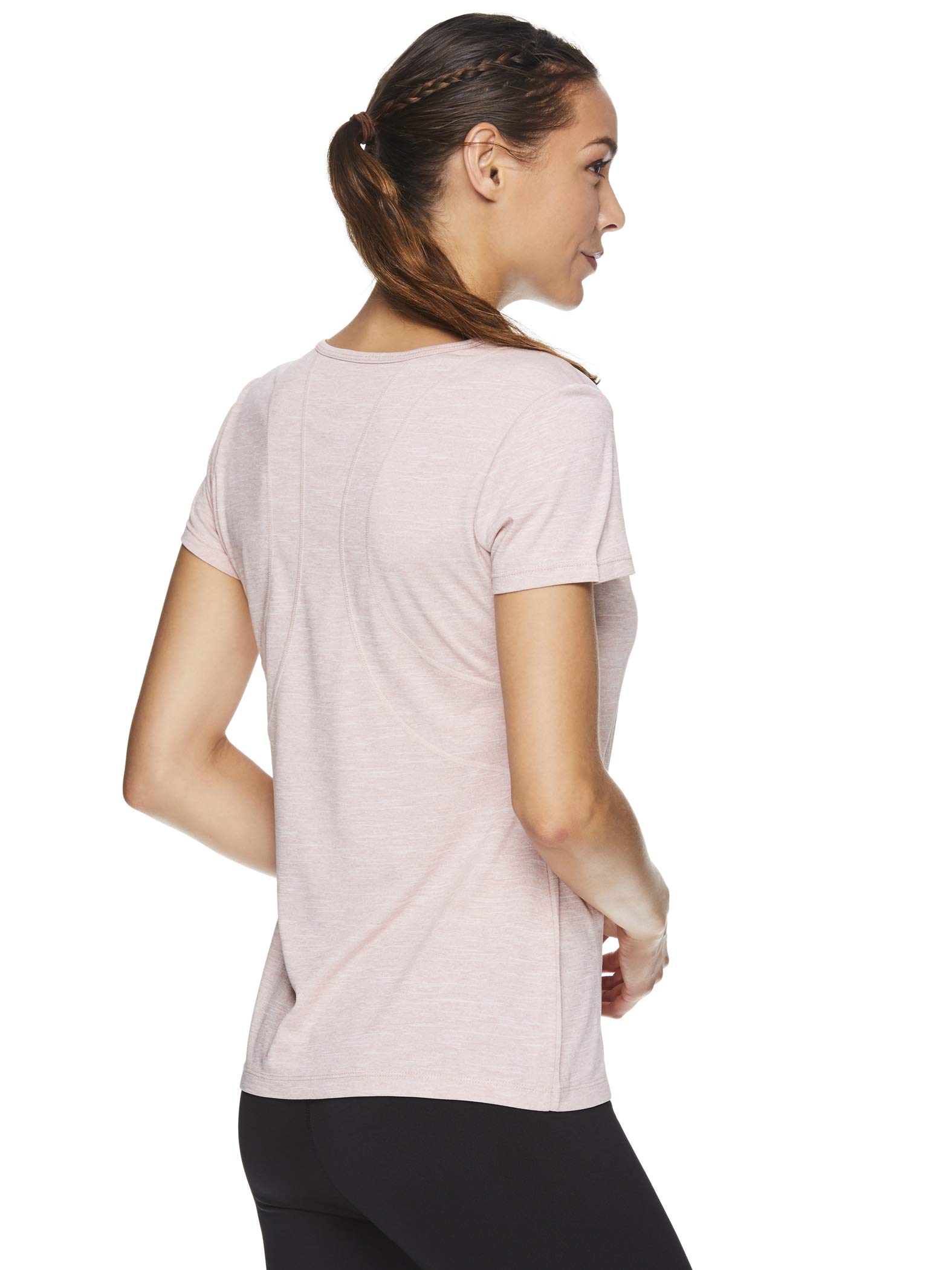 Reebok Womens Varigated Heathered Basic T-Shirt, Pink, Small