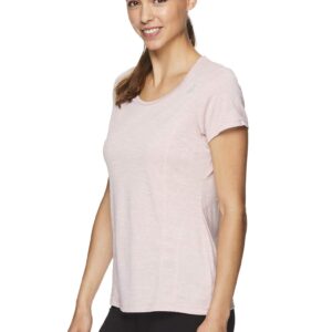 Reebok Womens Varigated Heathered Basic T-Shirt, Pink, Small