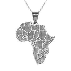 la blingz sterling silver africa country map pendant necklace (20" necklace)