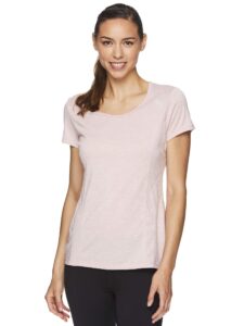 reebok womens varigated heathered basic t-shirt, pink, large