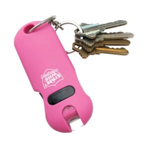 Streetwise Smart 24,000,000 Stun Gun Keychain Rechargeable with LED Flashlight - Personal Defense Equipment - Protection Keychain - Pink